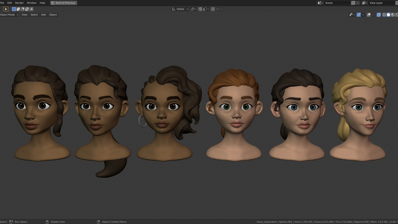 1 - Head Exploration - Stylized Character Workflow - Blender Studio