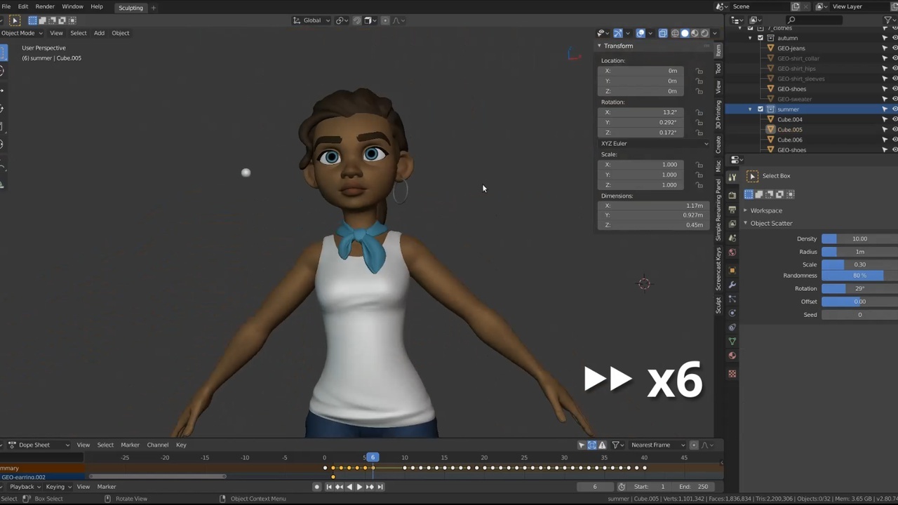 Timelapse: Sculpting Rains final Outfit - Stylized Character Workflow - Blender Studio