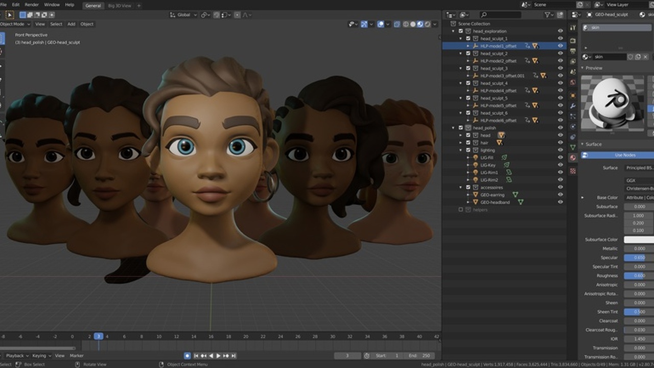 Rain - File 1: Head Sculpting - Stylized Character Workflow - Blender Studio