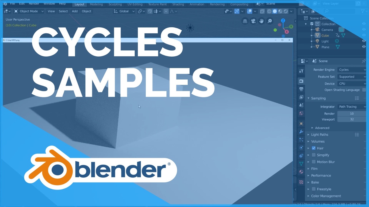 Cycles Samples - Blender 2.8 Fundamentals - Blender Studio