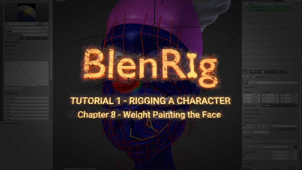 Weight painting the face - Advanced Rigging - Blender Studio
