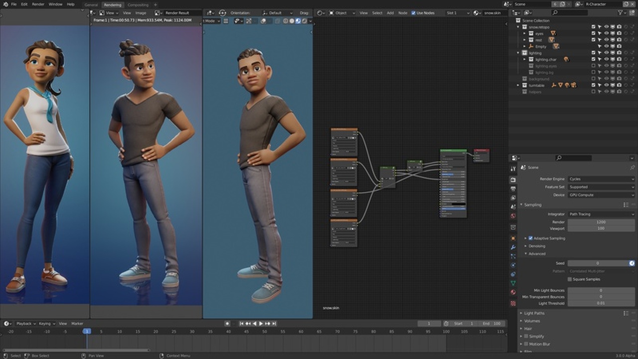 Snow - File 6: Rendering & Compositing - Stylized Character Workflow - Blender Studio