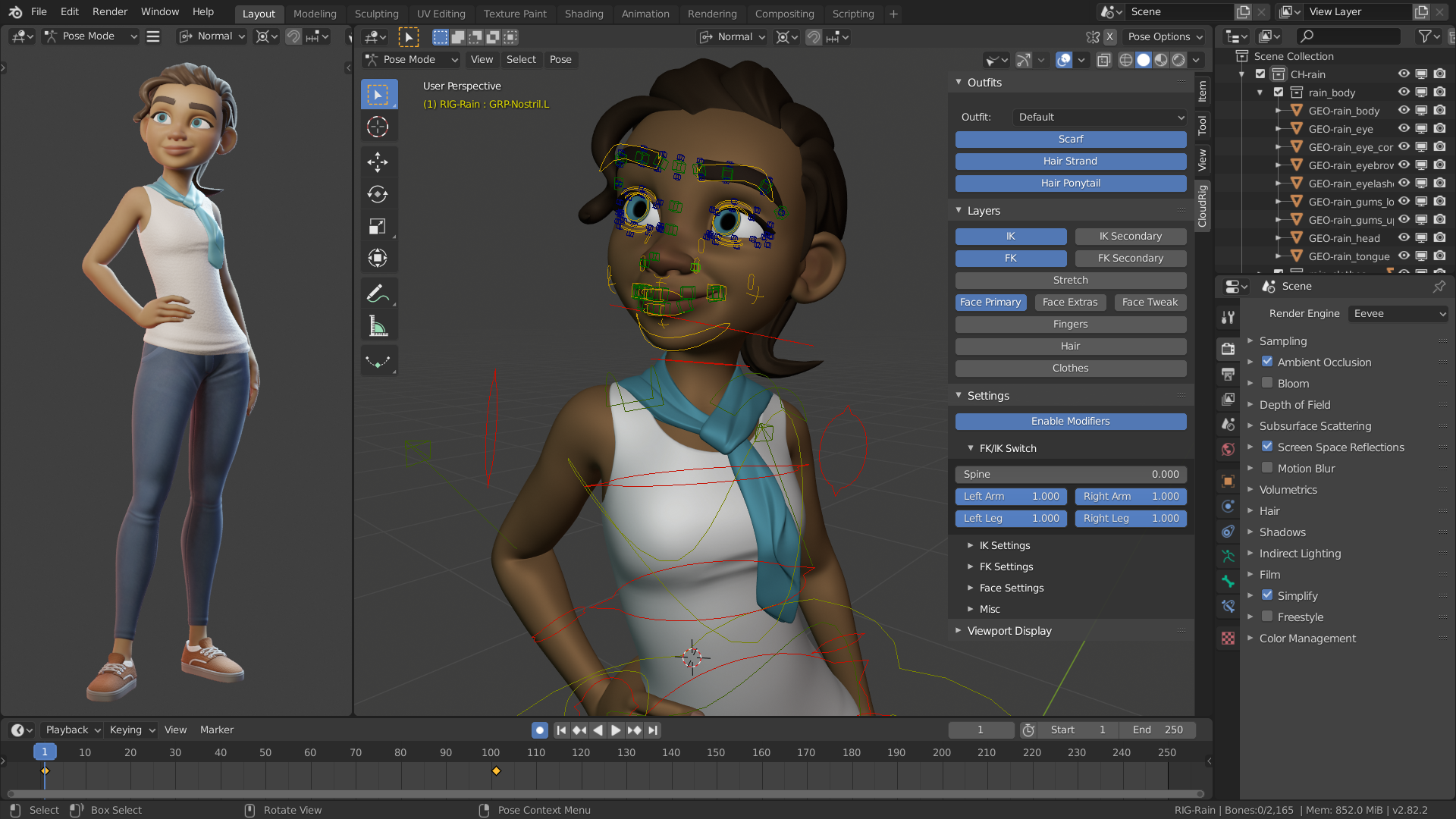 Rain - Character Rig - Blender Studio